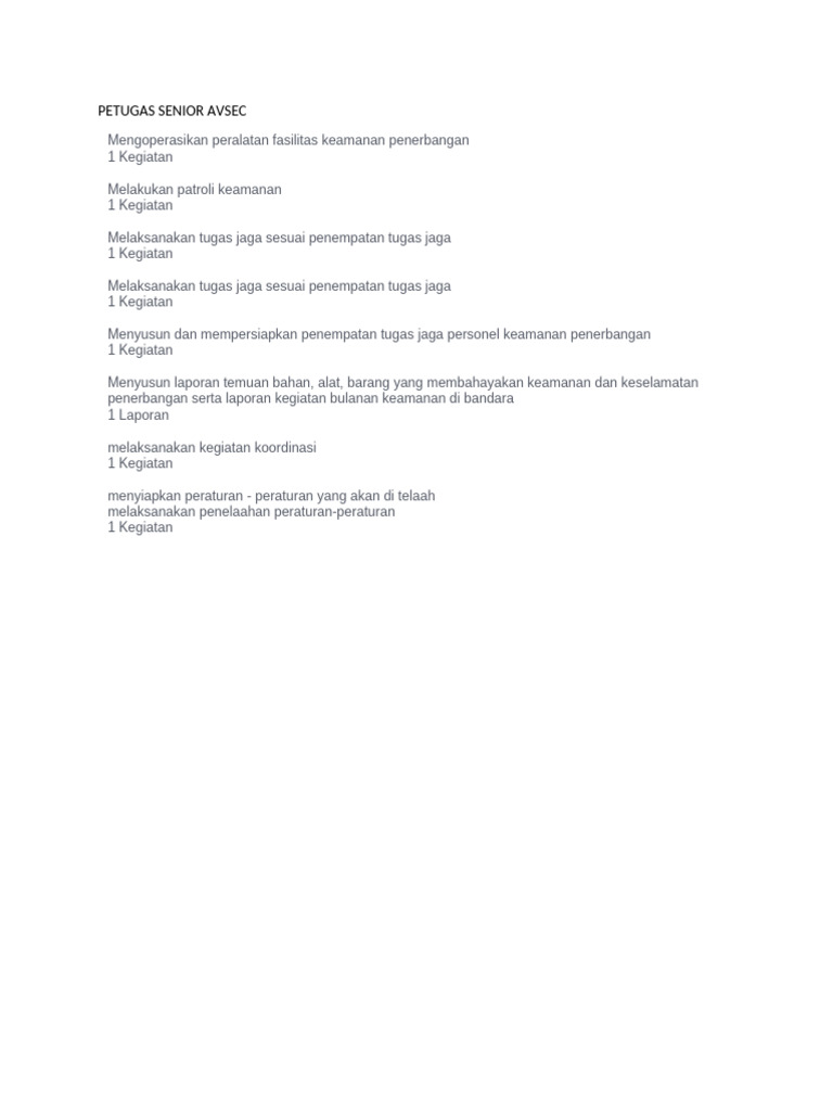 Petugas Senior Avsec | PDF