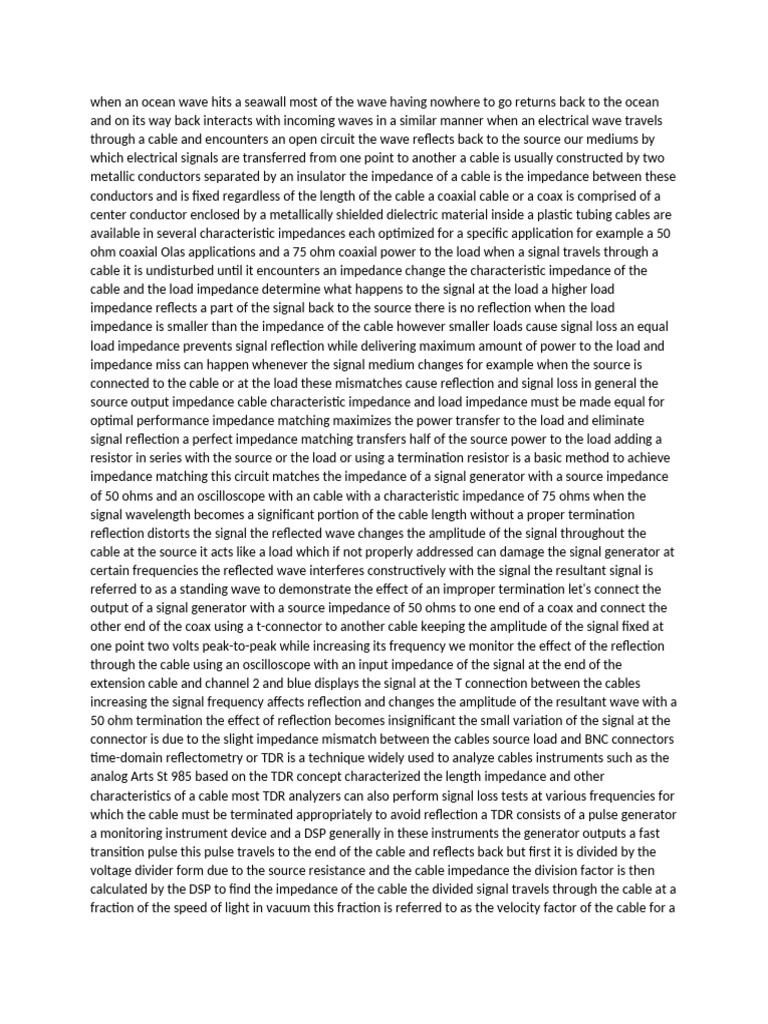 Impedance Matching and Signal Reflection | PDF