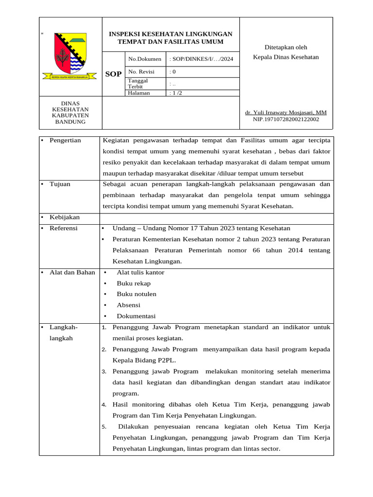 FORMAT SOP IKL TFU | PDF