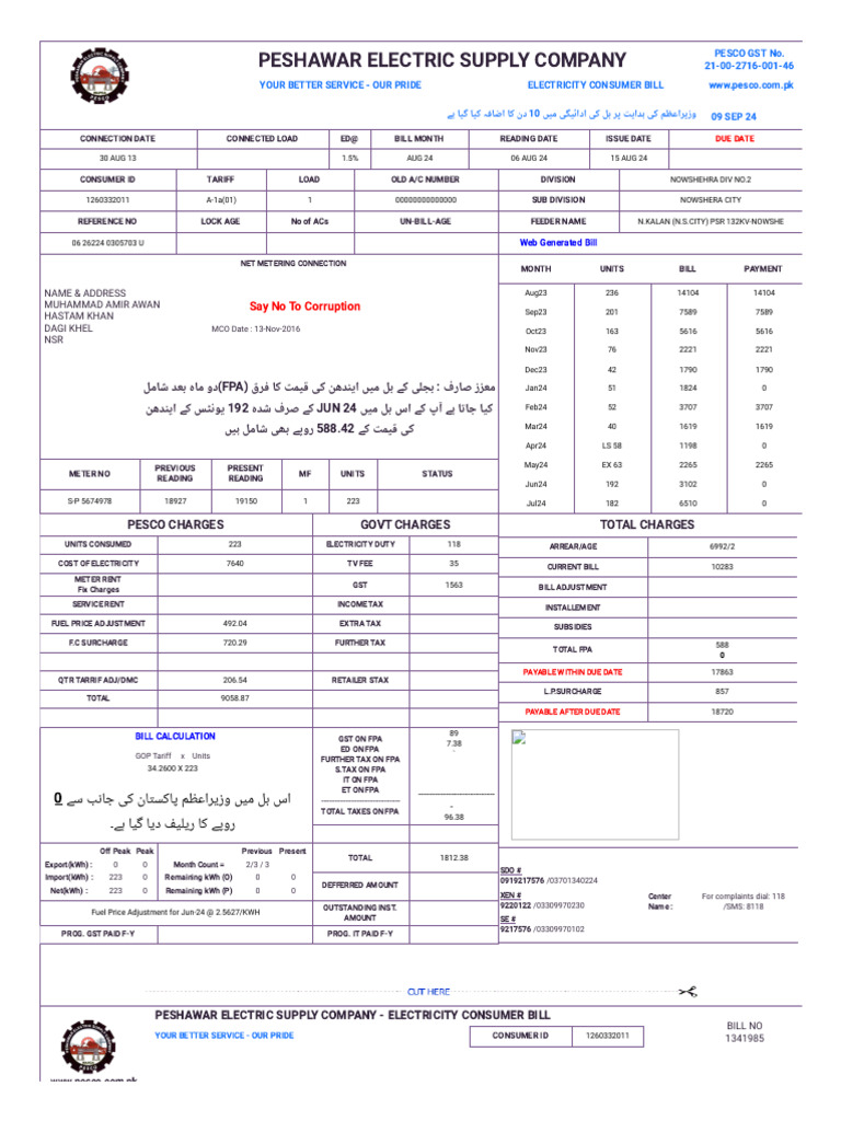 Pesco Full Bill | PDF