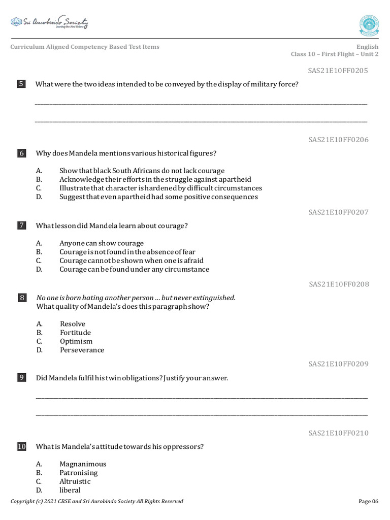 SAS English Class 10 Deleted | PDF