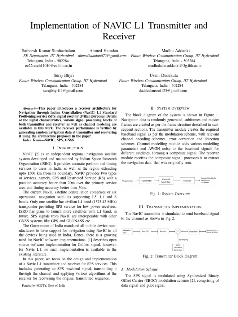 NavIC L1 Trans Receiver | PDF