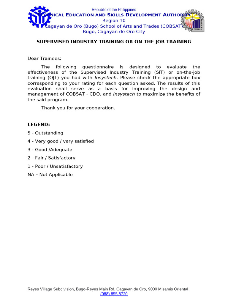 6 Supervised Industry Training or on-The-Job-Training | PDF