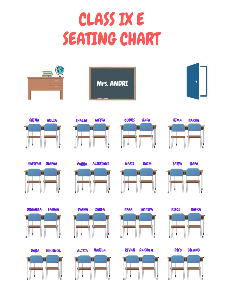 Classroom Seating Chart For Tables (1080 X 1350 PX) | PDF