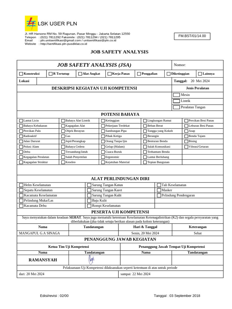 2. JOB SAFETY ANALYSIS ok | PDF