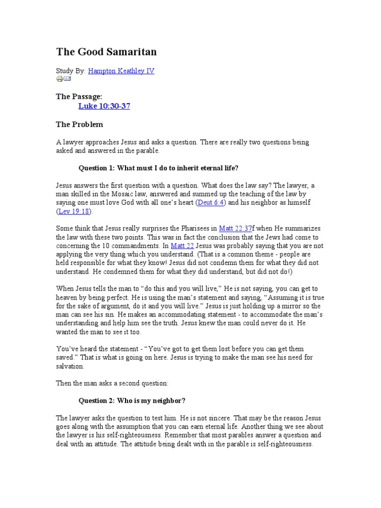 The Good Samaritan | PDF | Jesus | Religious Belief And Doctrine