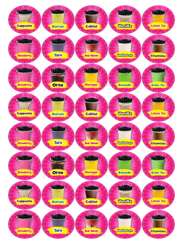 Stiker Minuman Thai Tea Cetak 1 Lembar | PDF