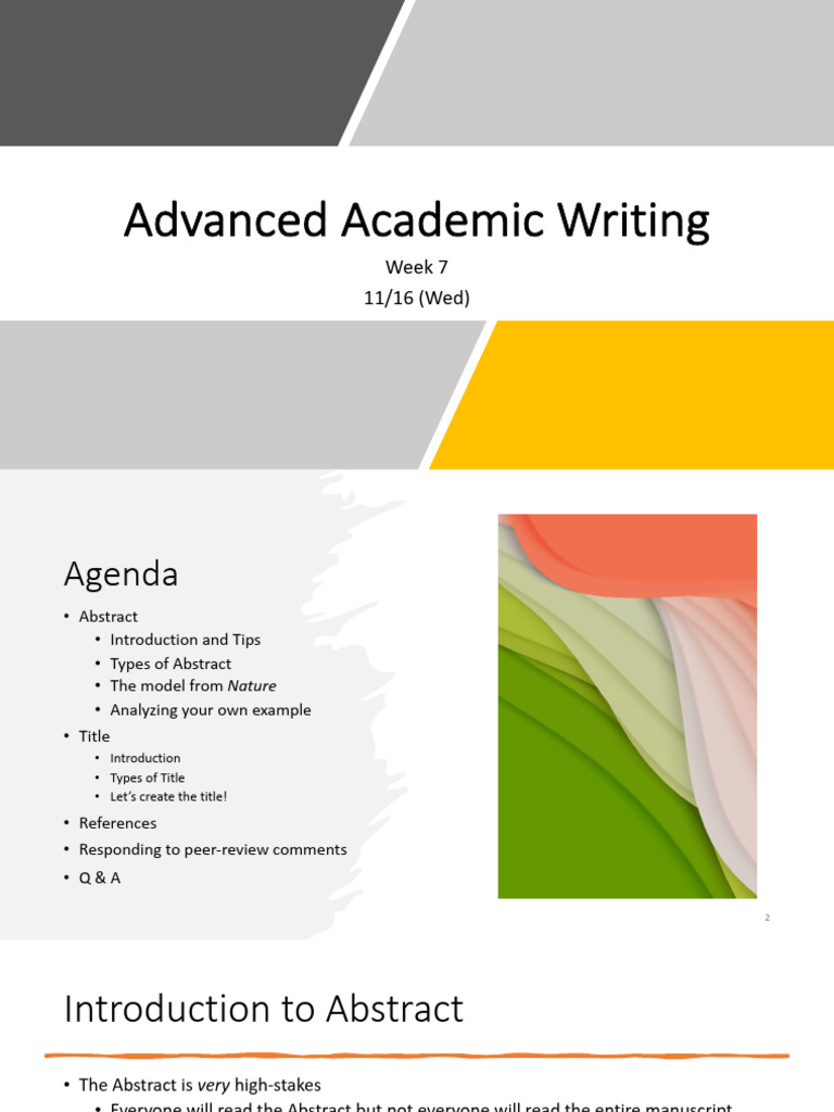 Advanced Academic Writing: Week 7 11/16 (Wed) | PDF