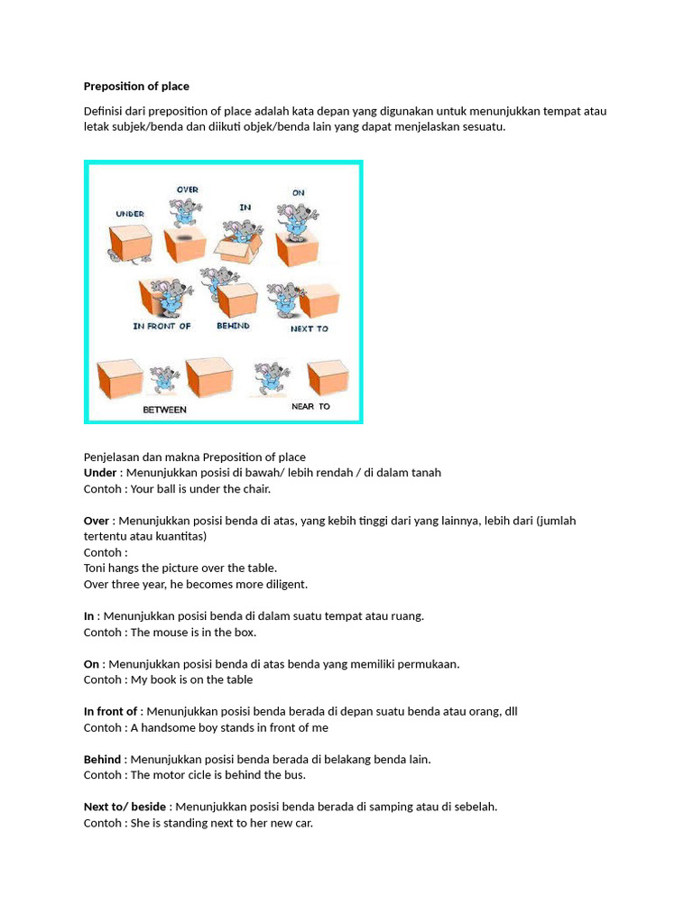 Preposition of Place | PDF