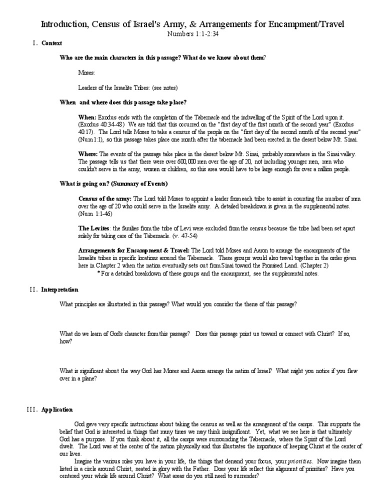 Israel's Census and Camp Arrangements | PDF | Tabernacle | Book Of Exodus