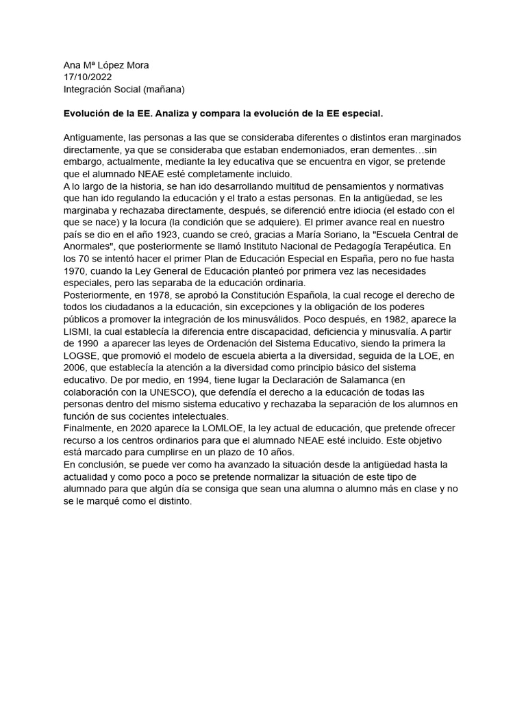 Evolución de La EE. | PDF