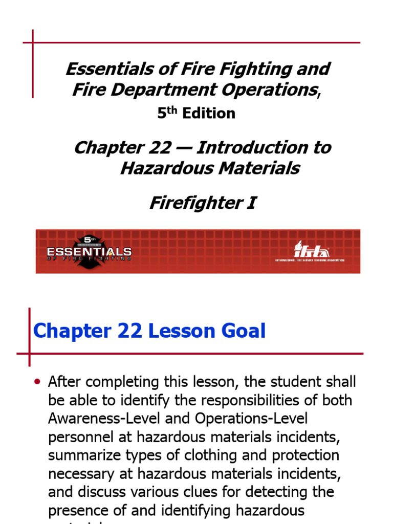 CH 22 Intro To Haz-Mat | PDF
