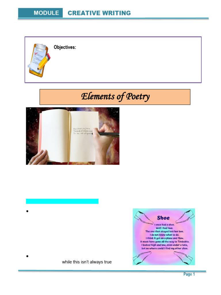 Chapter 3 - Elements and Techniques in Writing Poetry | PDF