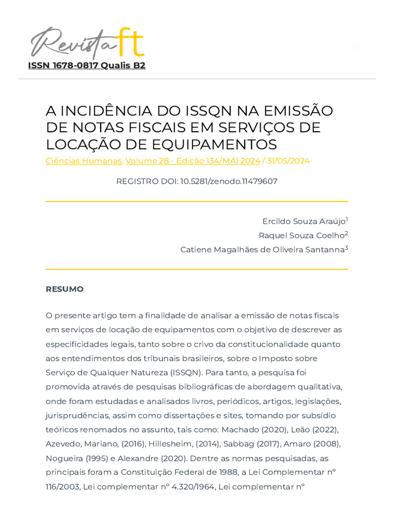 ISSQN e Notas Fiscais na Locação de Equipamentos | PDF | Impostos | Direito