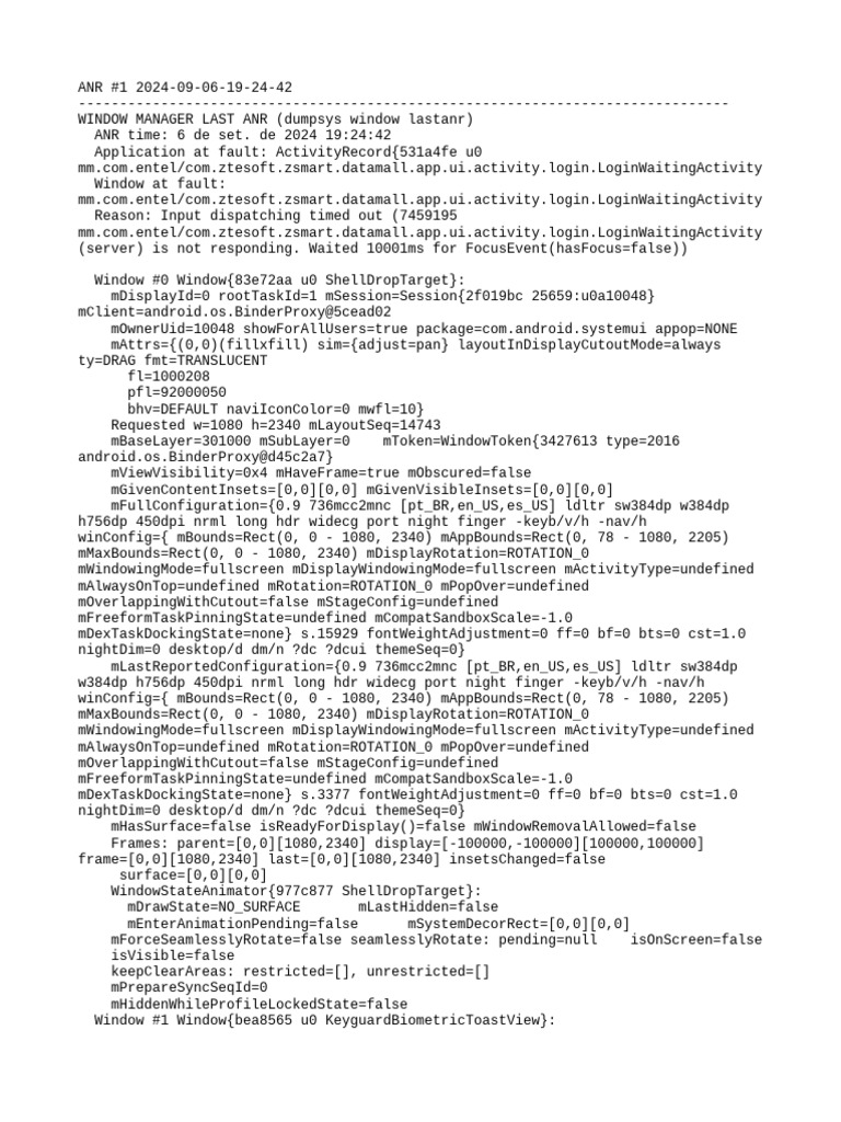 Dumpsys ANR WindowManager | PDF