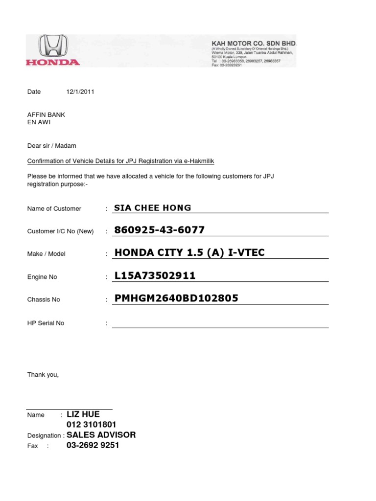 JPJ Vehicle Registration Notices | PDF | Car | Motor Vehicle ...