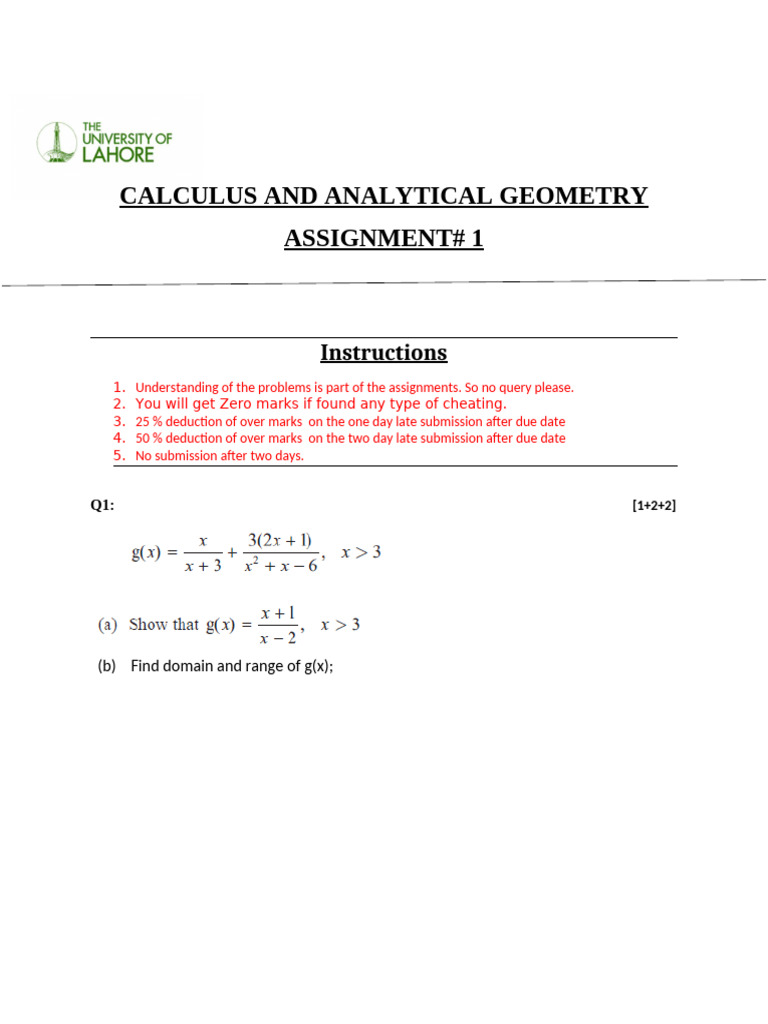Calculus Assignment 1: Domain & Range | PDF | Teaching Methods ...