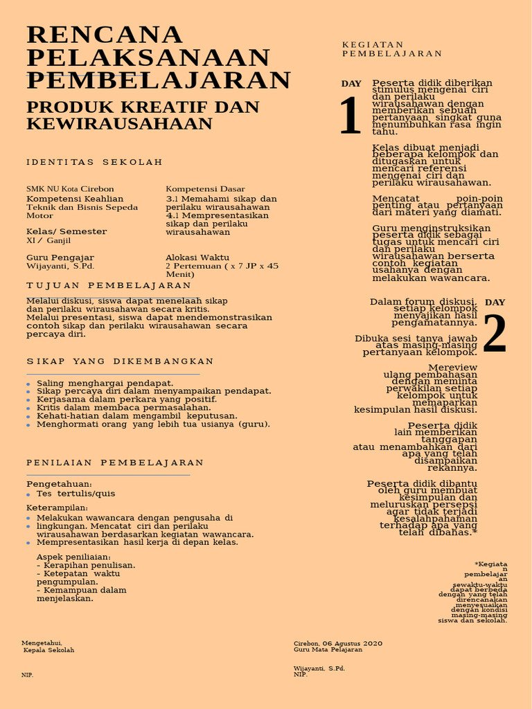 RPP PKK Kelas XII | PDF