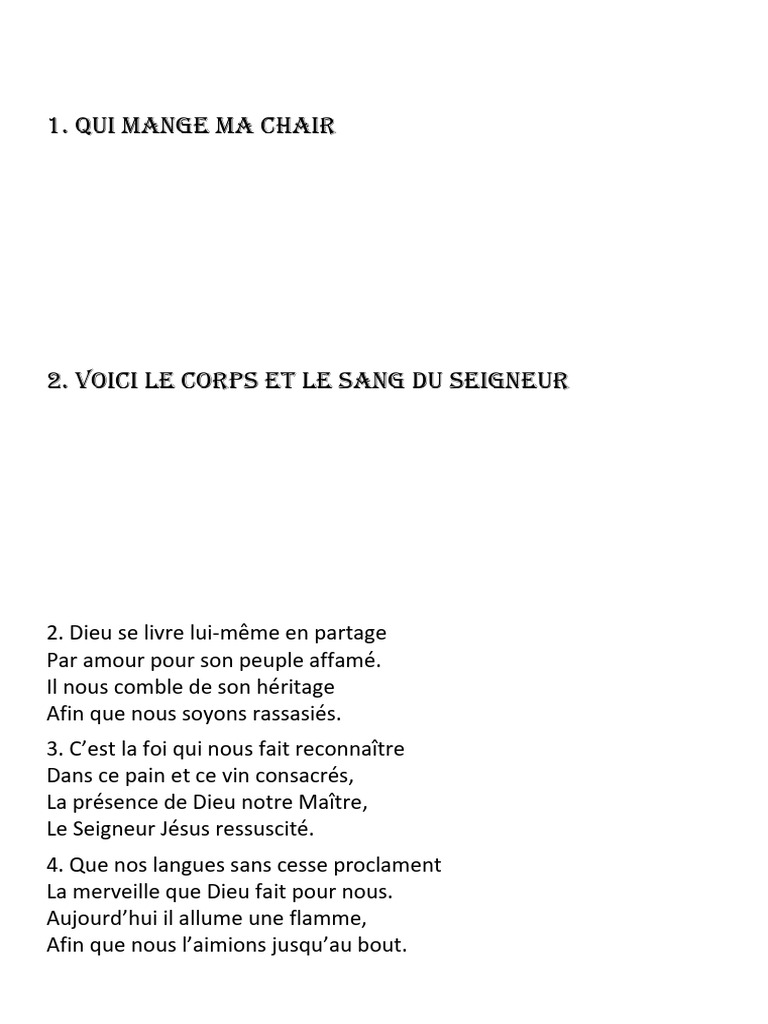 Chants de Communion et Eucharistie | PDF | Eucharistie | Doctrines et ...