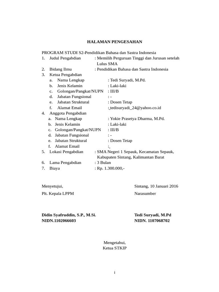 Halaman Pengesahan | PDF