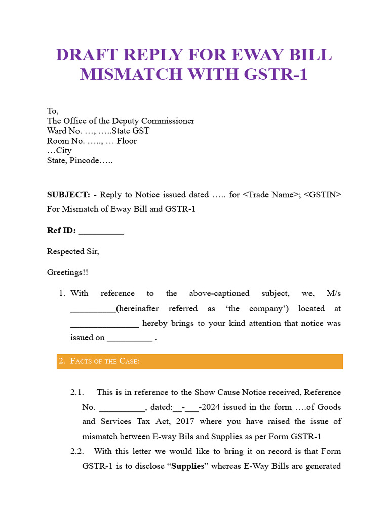 Reply to GST E-Way Bill Mismatch Notice | PDF | Invoice | Government
