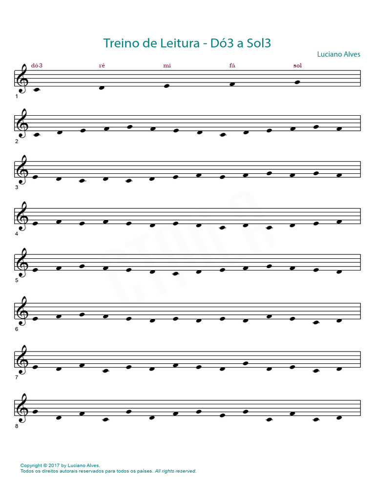 Dar Nome Às Notas (Clave de Sol) (Dó3 A Sol3) (Luciano Alves) | PDF