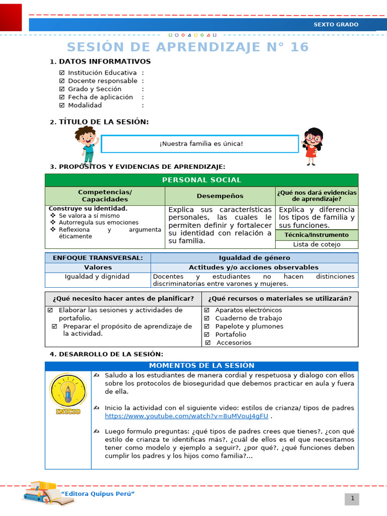 4.- Parte 2 - Sesiones de aprendizaje - Experiencia de aprendizaje III - Editora Quipus Perú | PDF