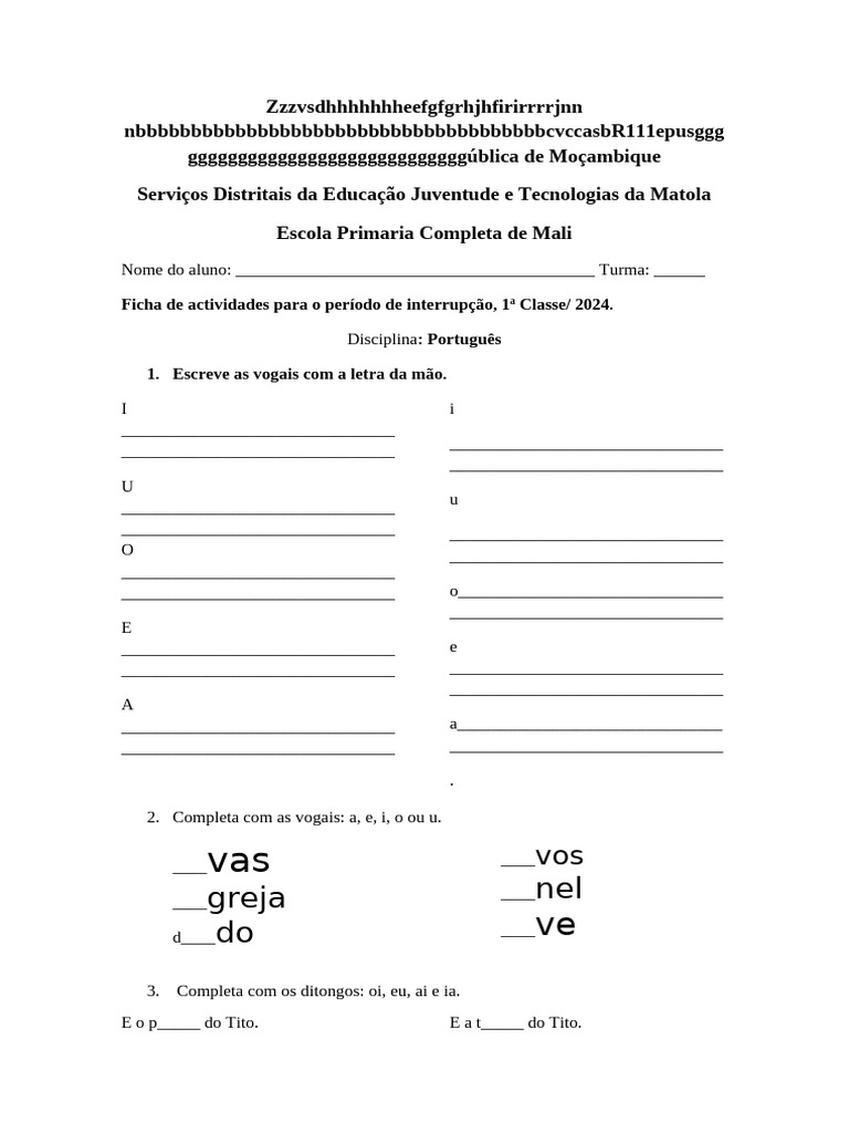 ficha 1 classe | PDF