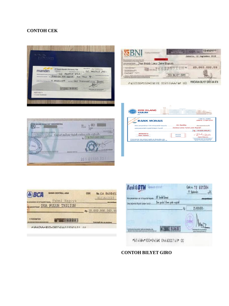 CONTOH CEK | PDF