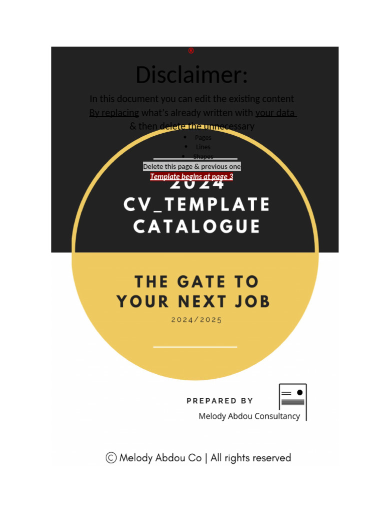 CV Template 2024 Free Edit Melody Abdou Consultancy | PDF