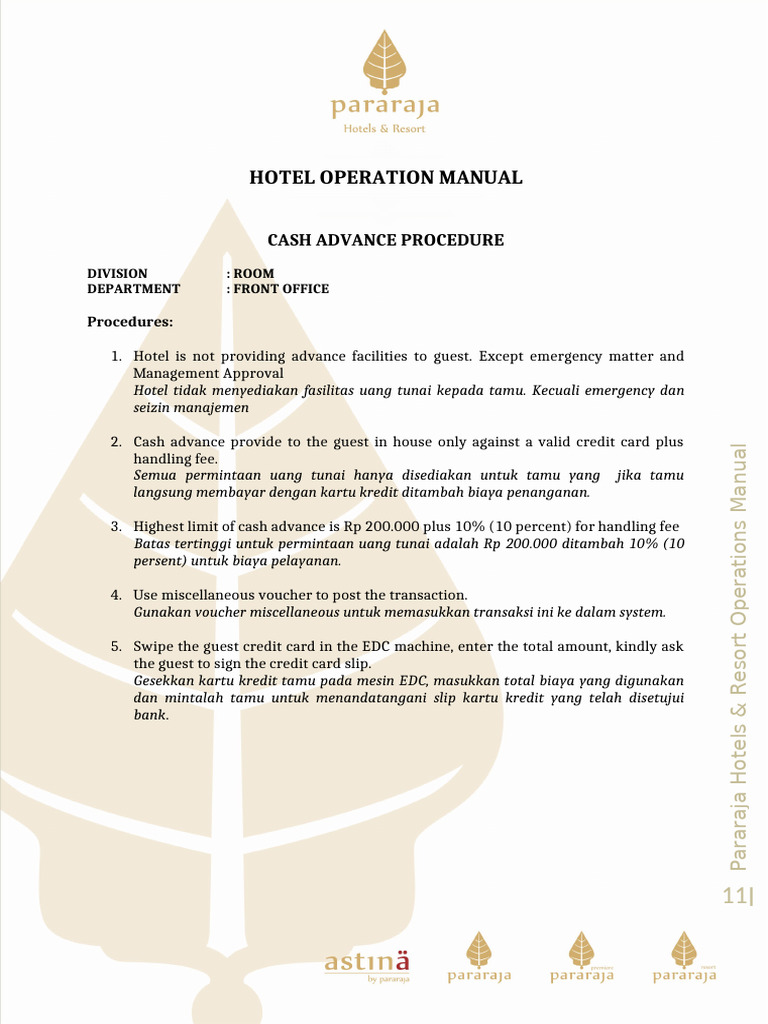 Cash Advance Procedure | PDF