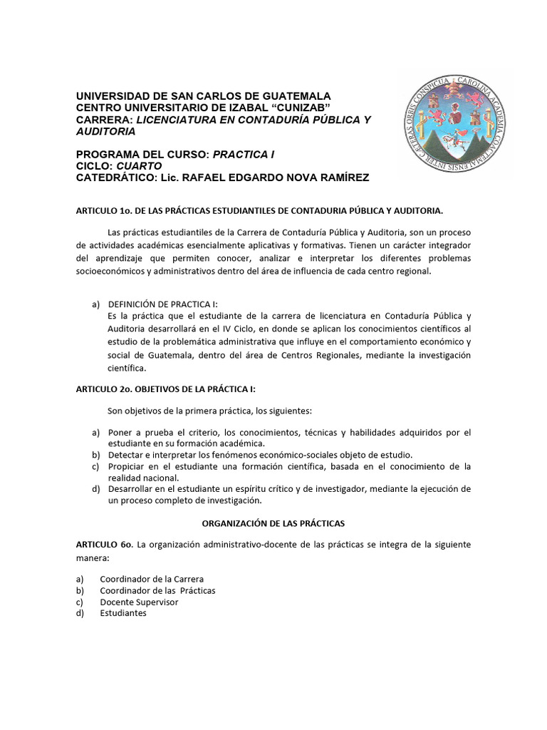 Programa de Curso Practica I | PDF