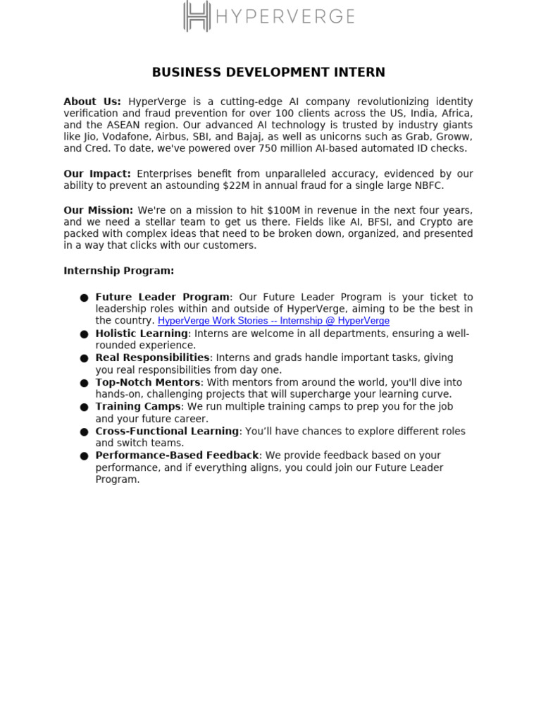 Business Development Intern JD 2024 | PDF