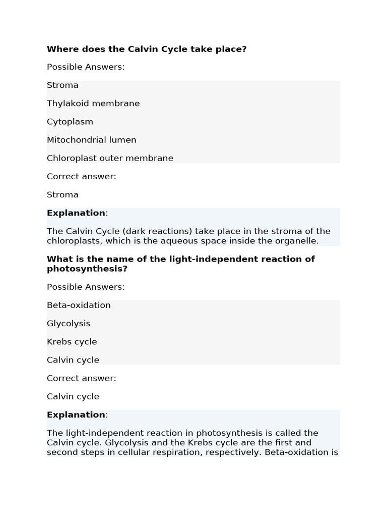 Photosynthesis Questions | PDF
