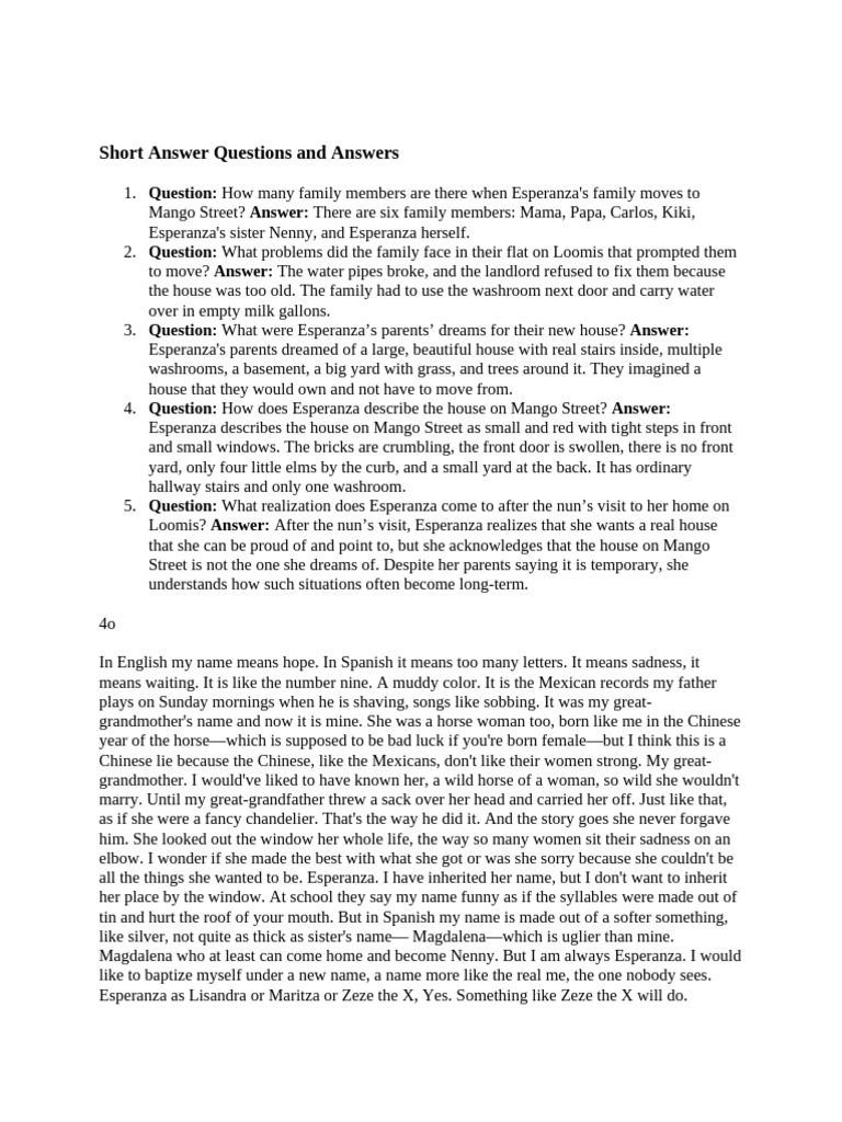 Short Answer Questions and Answers | PDF