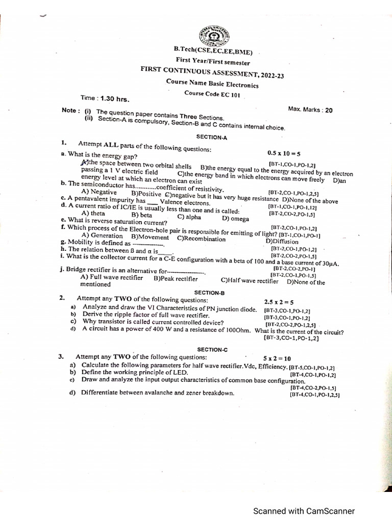 Basic Electronics (EC-101) | PDF
