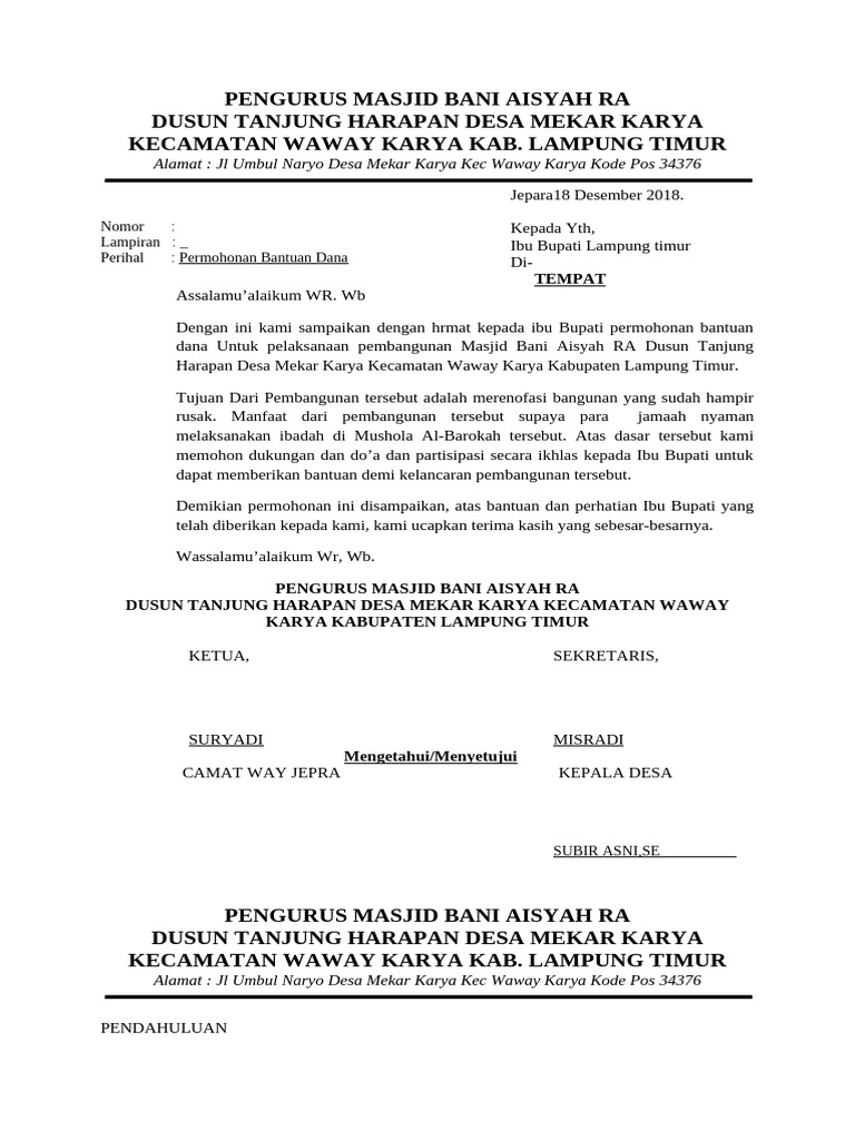 Contoh Proposal MUSHOLA | PDF