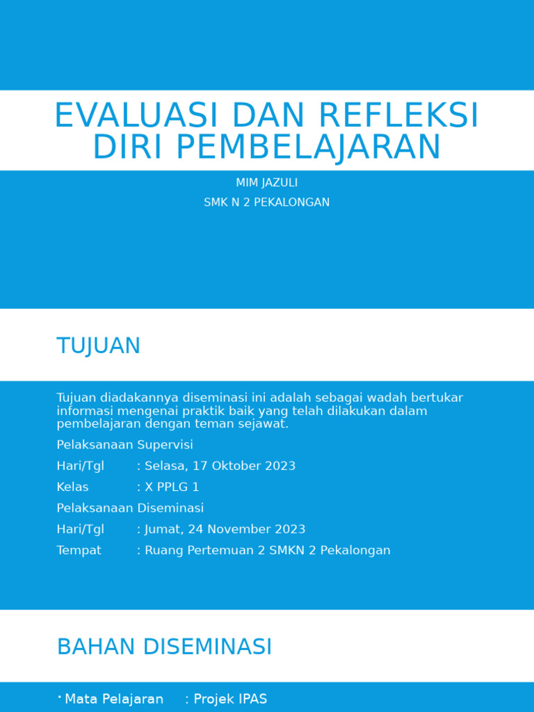 Evaluasi Dan Refleksi Diri Pembelajaran | PDF