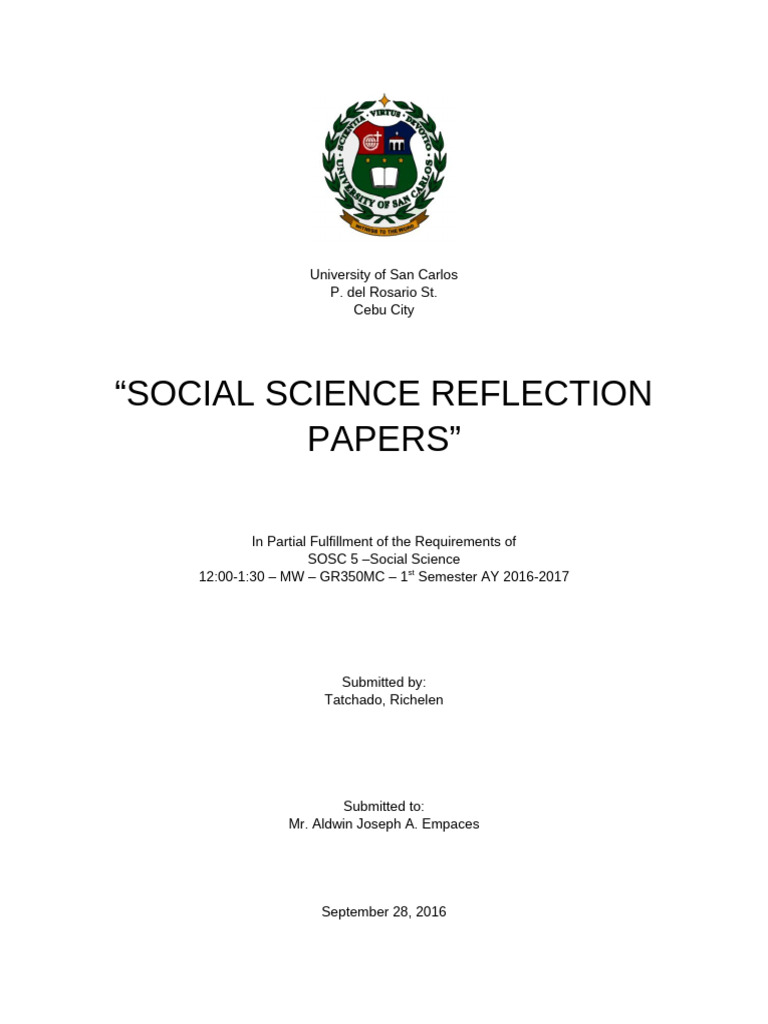 SOSC 5 Reflection Papers | PDF