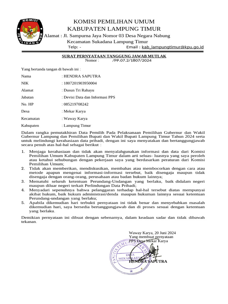 SPTJM Pps Ketua Dan Devisi Datin | PDF