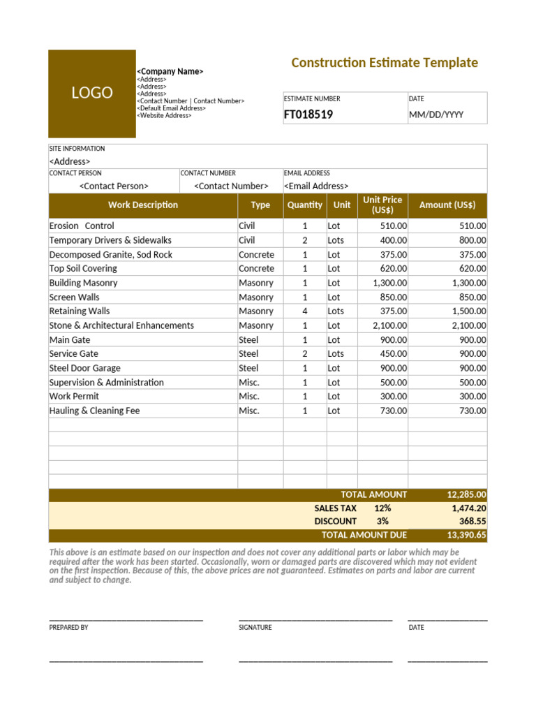Construction Estimate | PDF | Masonry | Building Engineering