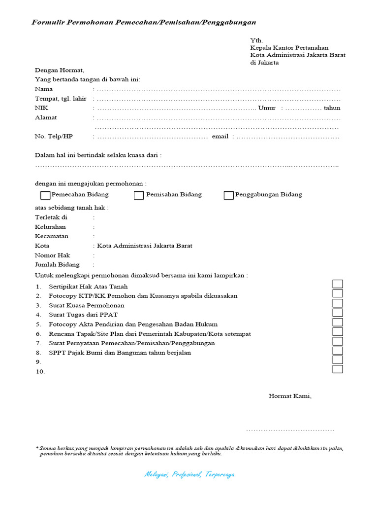 Form Permohonan Pecah Pisah | PDF