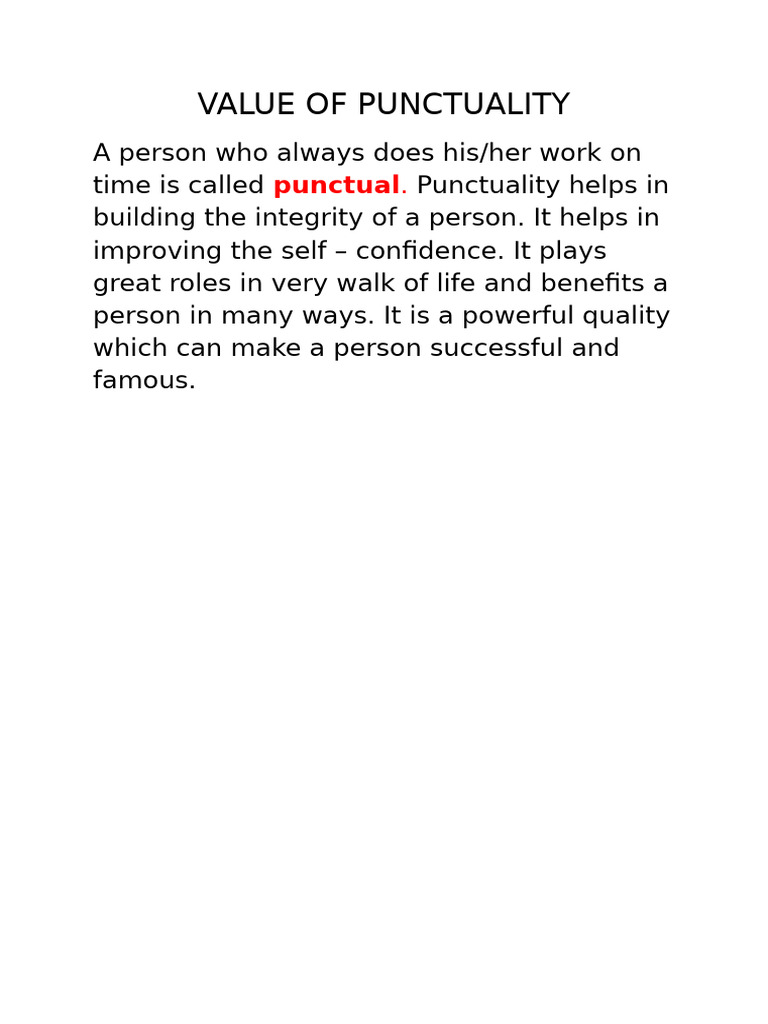 Value of Punctuality | PDF