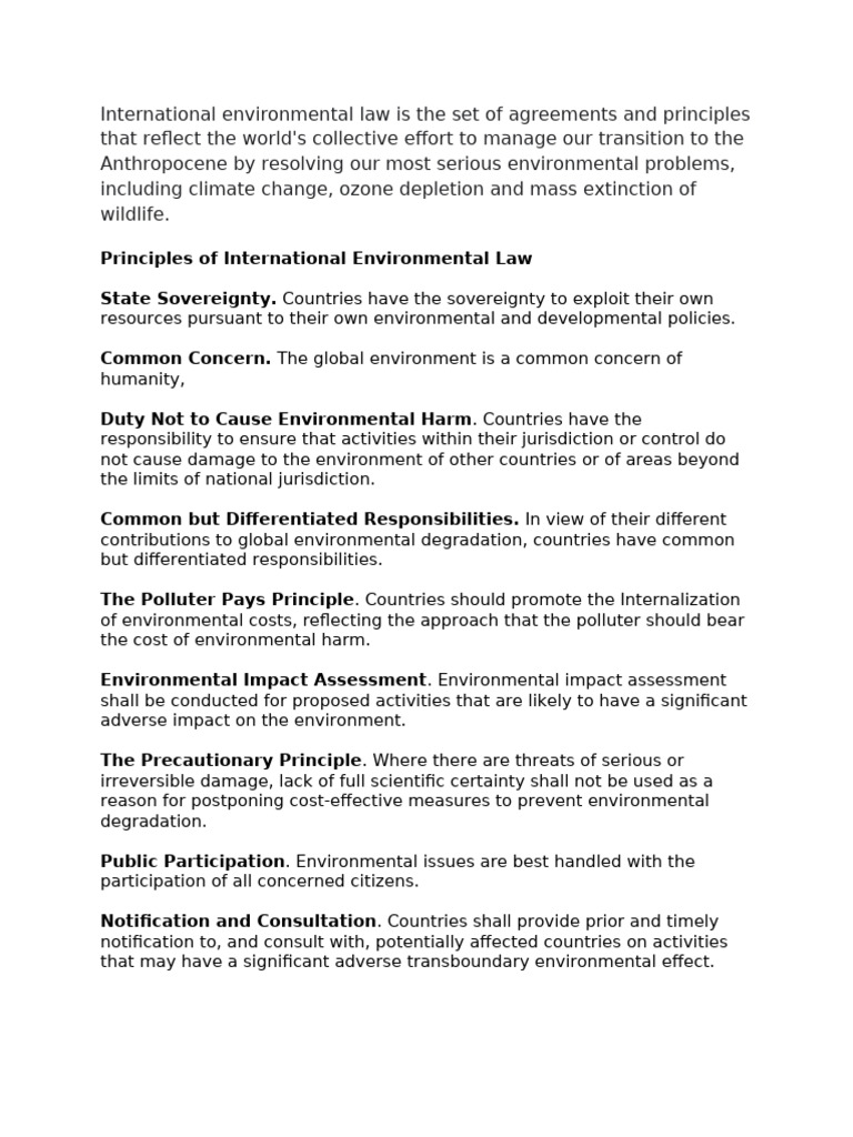 Principles of International Environmental Law | PDF