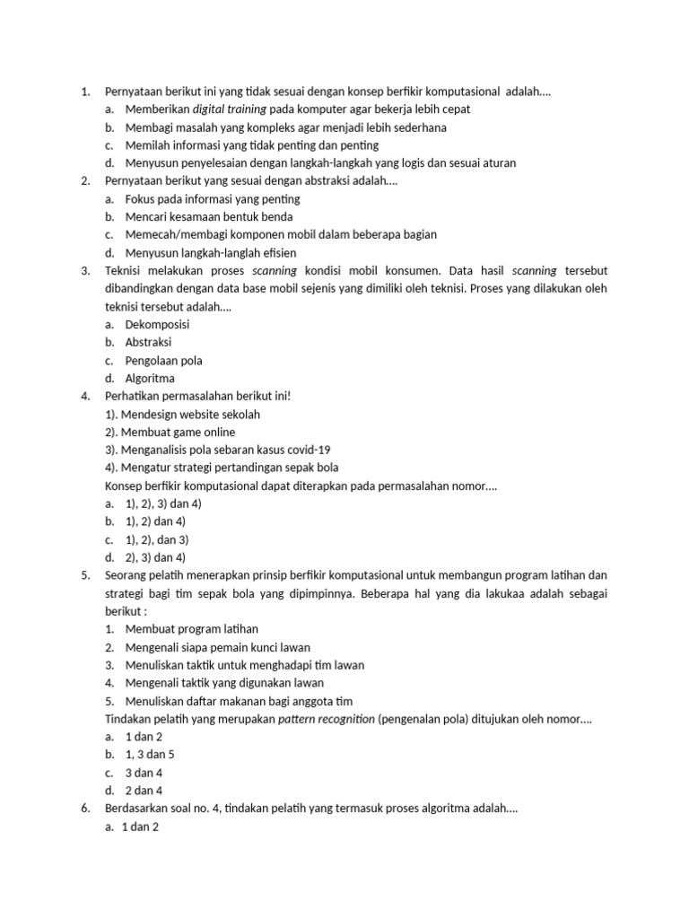 Naskah Soal dan Kunci Jawaban PAS Informatika 7 | PDF