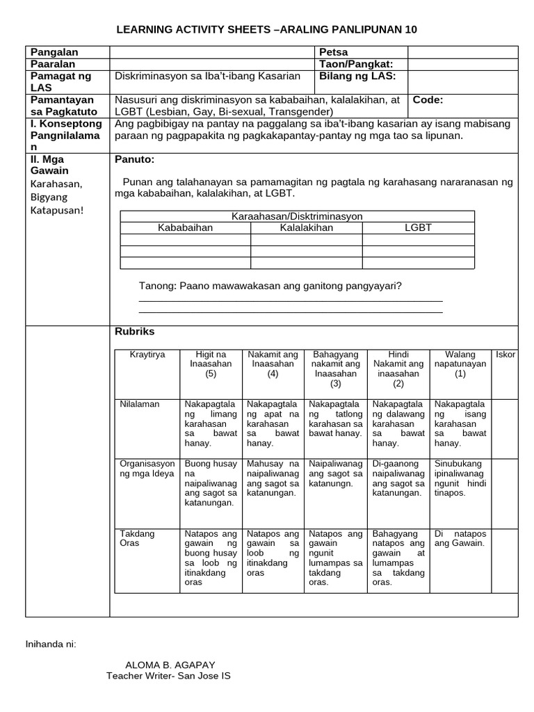 LAS - G10-Q3 Competency 2 | PDF