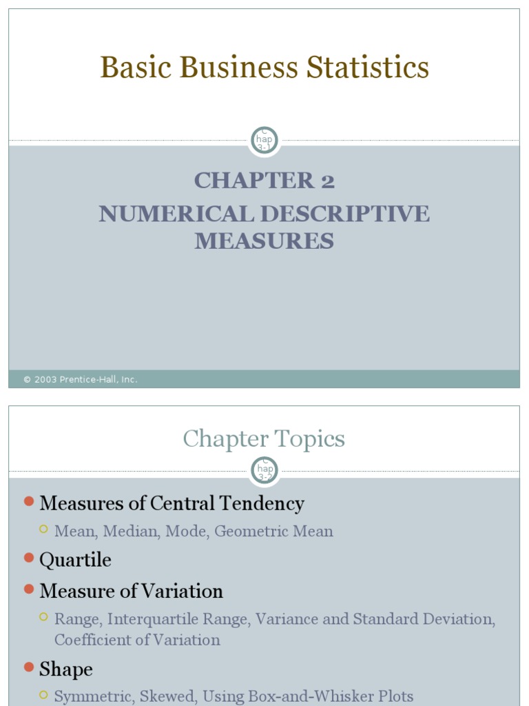 Basic Business Statistics: Numerical Descriptive Measures | PDF ...