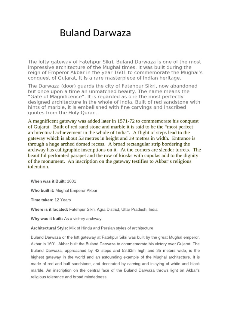 Buland Darwaza (History) | PDF