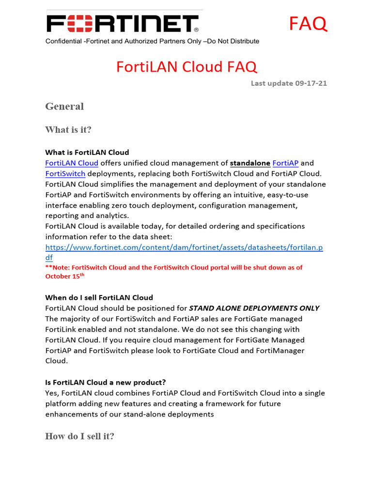 FortiLAN Cloud FAQ | PDF