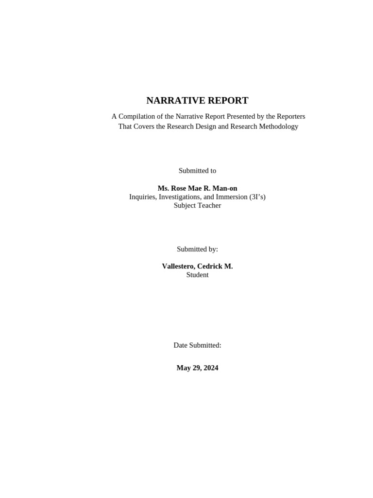 Narrative Report Template | PDF